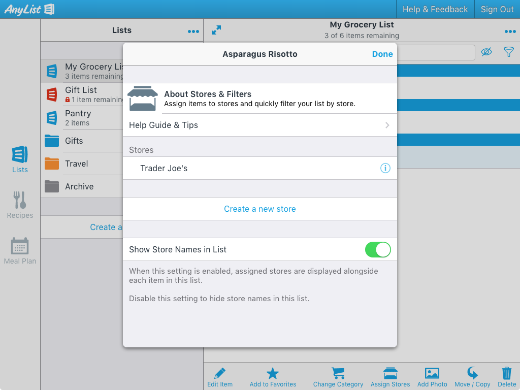 How do I assign items in my list to a store? - AnyList Help How do I assign items in my list to a store? - AnyList Help